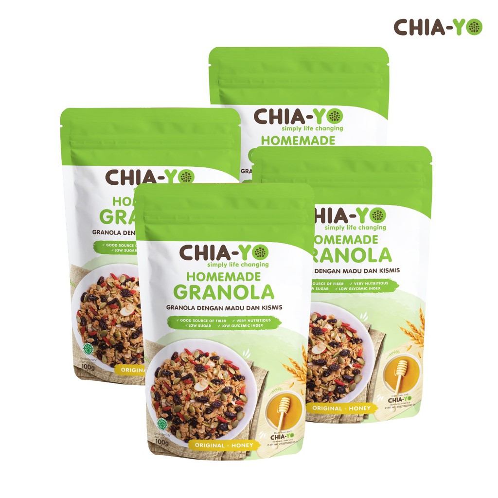 Jual Chiayo Bundling 4 pack Homemade Granola Original 100gr | Shopee ...