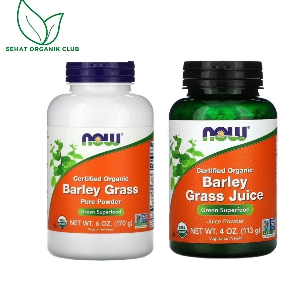 Jual Now Foods Certified Organic Barley Grass Pure Powder 170 g ; Now ...