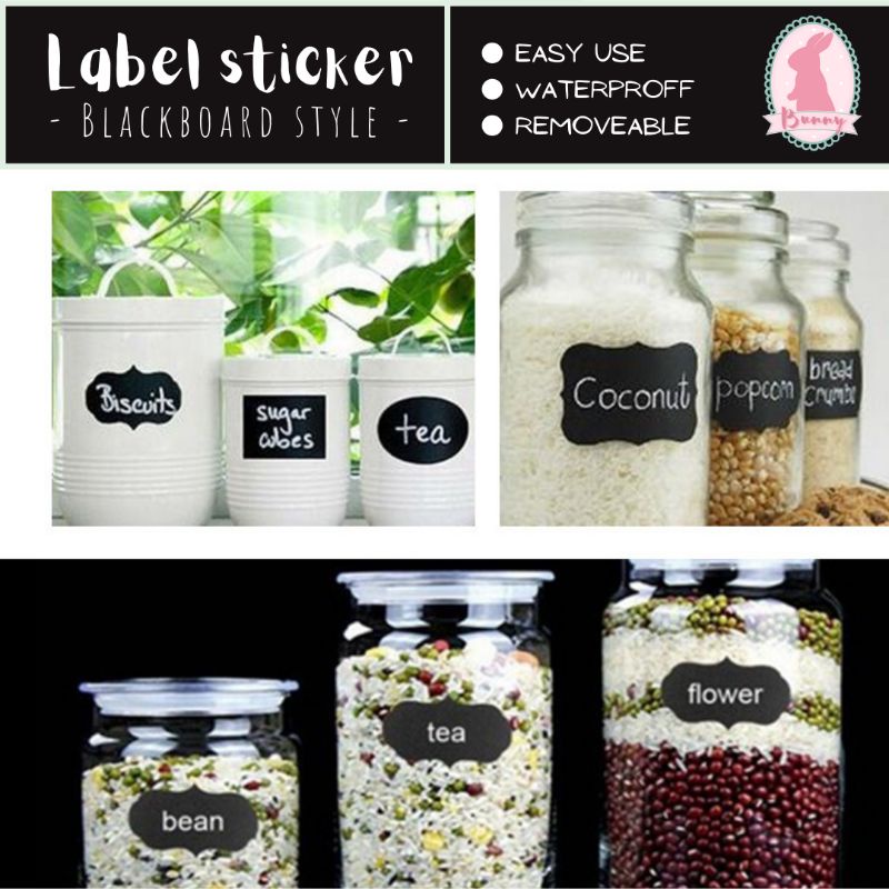 Jual LABEL STICKER HITAM PVC WATERPROOF hitam/papan tulis/label kosong ...