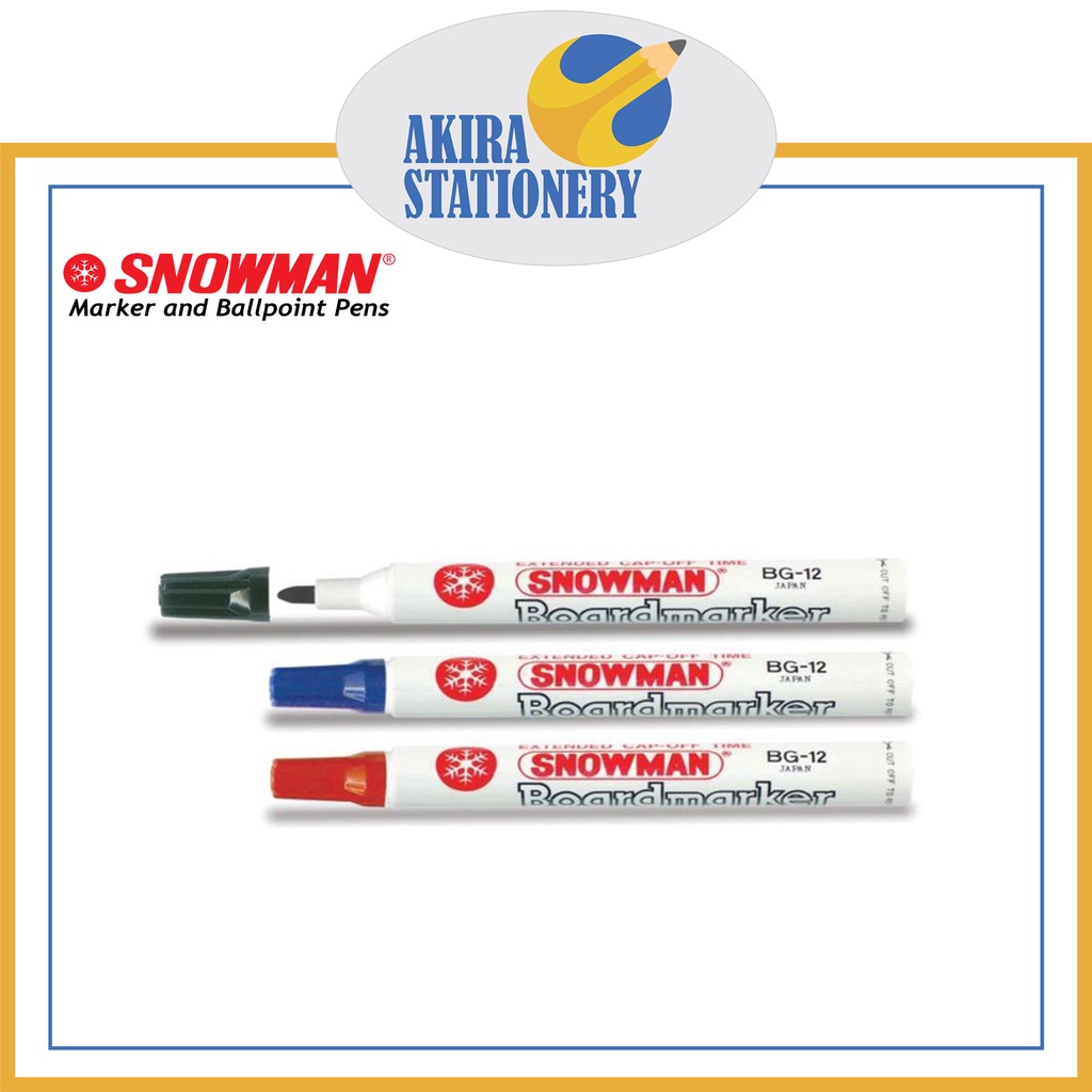 Jual Spidol SNOWMAN BG 12 Board Marker / Papan Tulis Non Permanent BG ...