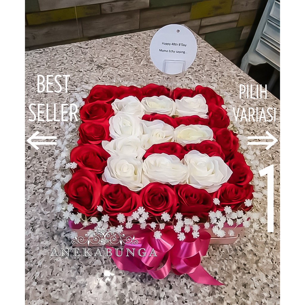 Jual Rangkaian Bunga Kotak Mawar Inisial Nama Flower Box Initial Name ...