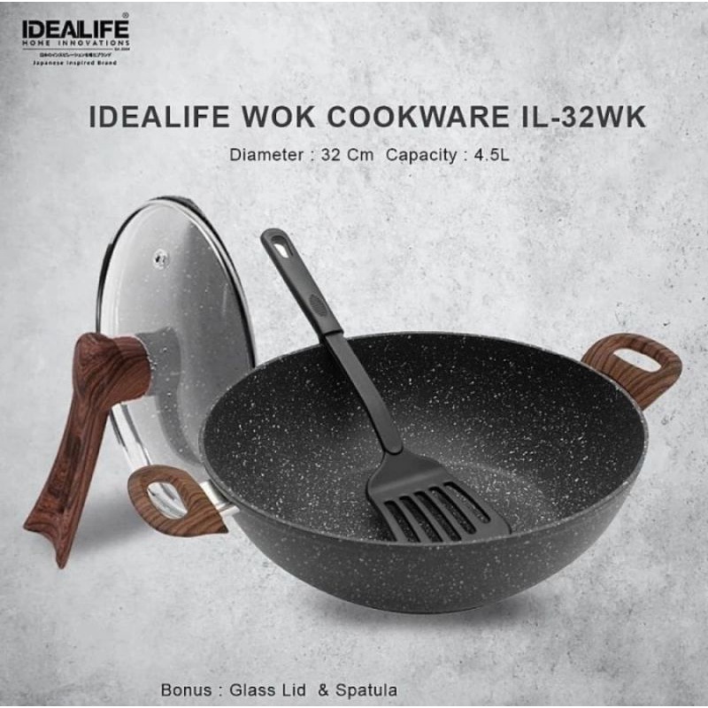 Jual IDEALIFE PANCI WAJAN 32 CM IL 32 WK ANTI LENGKET 6 LAYER WOK 4.5 ...