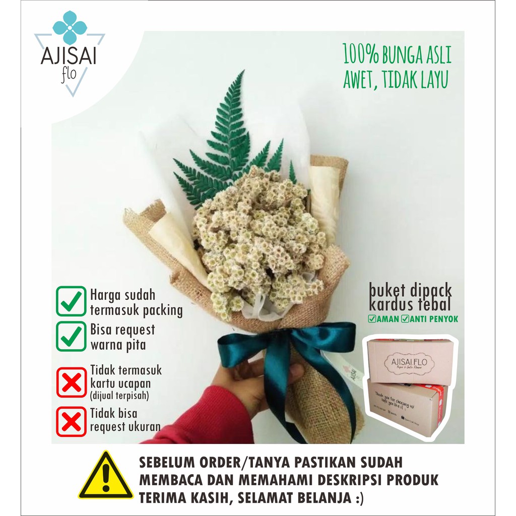 Jual Buket Bunga Edelweis Kering | dried flower | Hadiah Wisuda Ulang ...