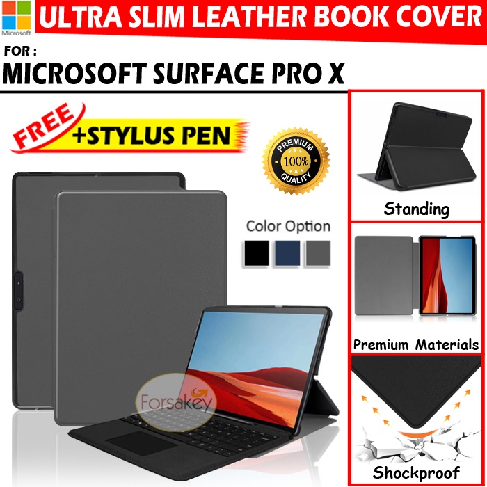 Jual Microsoft Surface Pro X Smart Slim Leather Flip Book Cover Case ...