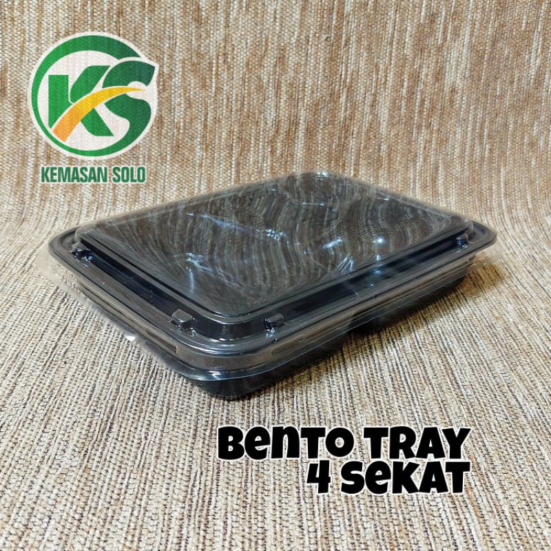 Jual Mika Bento Plastik kotak makan sekat 4 hitam isi 50 pcs - tidak ...