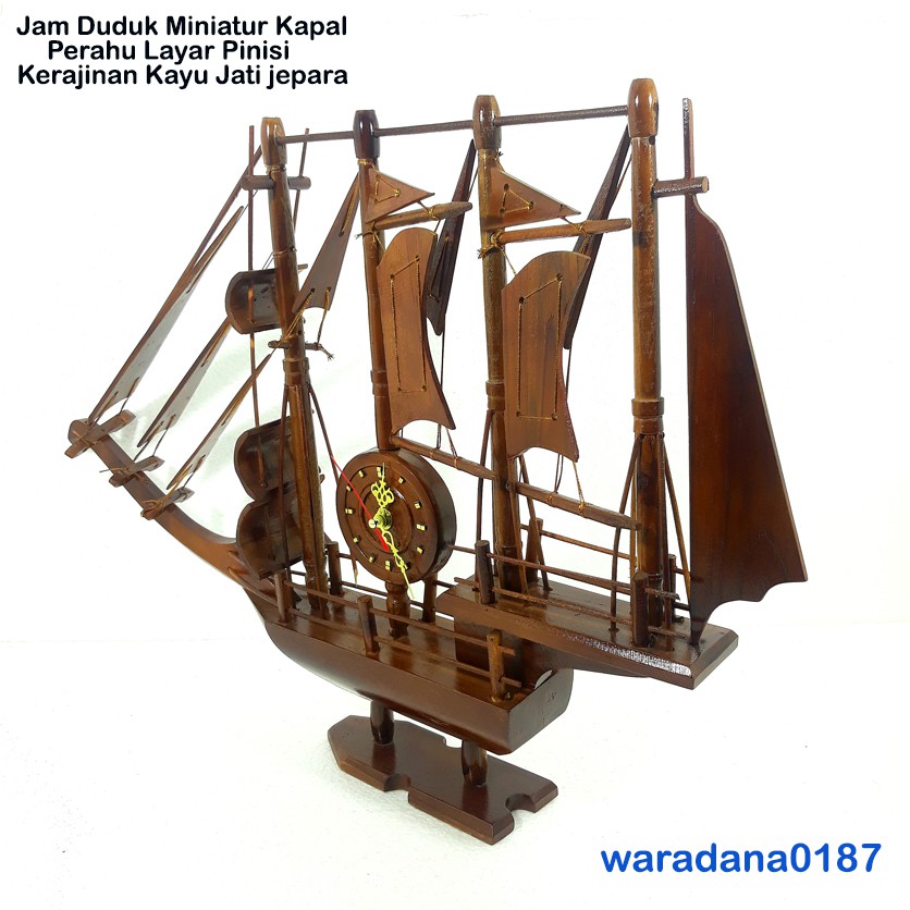 Jual Jam Duduk Miniatur Kapal Perahu Layar Pinisi Kerajinan Kayu Jati ...