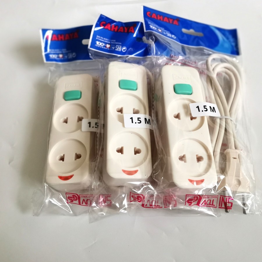 Jual Colokan listrik 2 lubang 1.5/3meter SNI STOP KONTAK merk CAHAYA SC ...