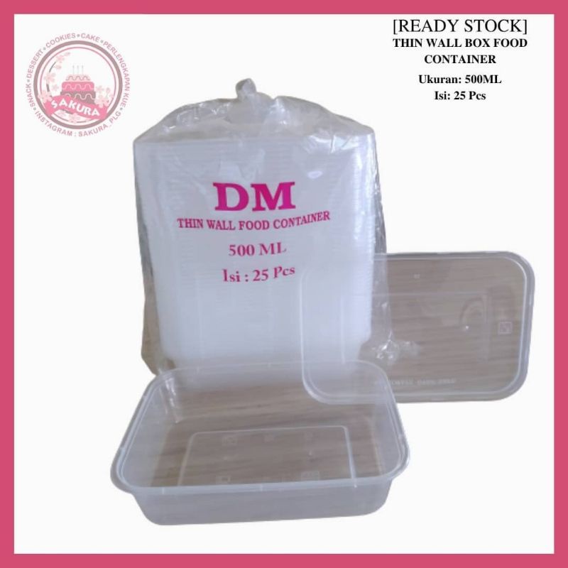 Jual [READY STOCK] THIN WALL BOX FOOD CONTAINER 500ML | Shopee Indonesia