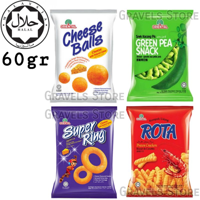 Jual [60gr] Oriental Snack Cheese Balls / Super Ring / Green Pea / Rota ...