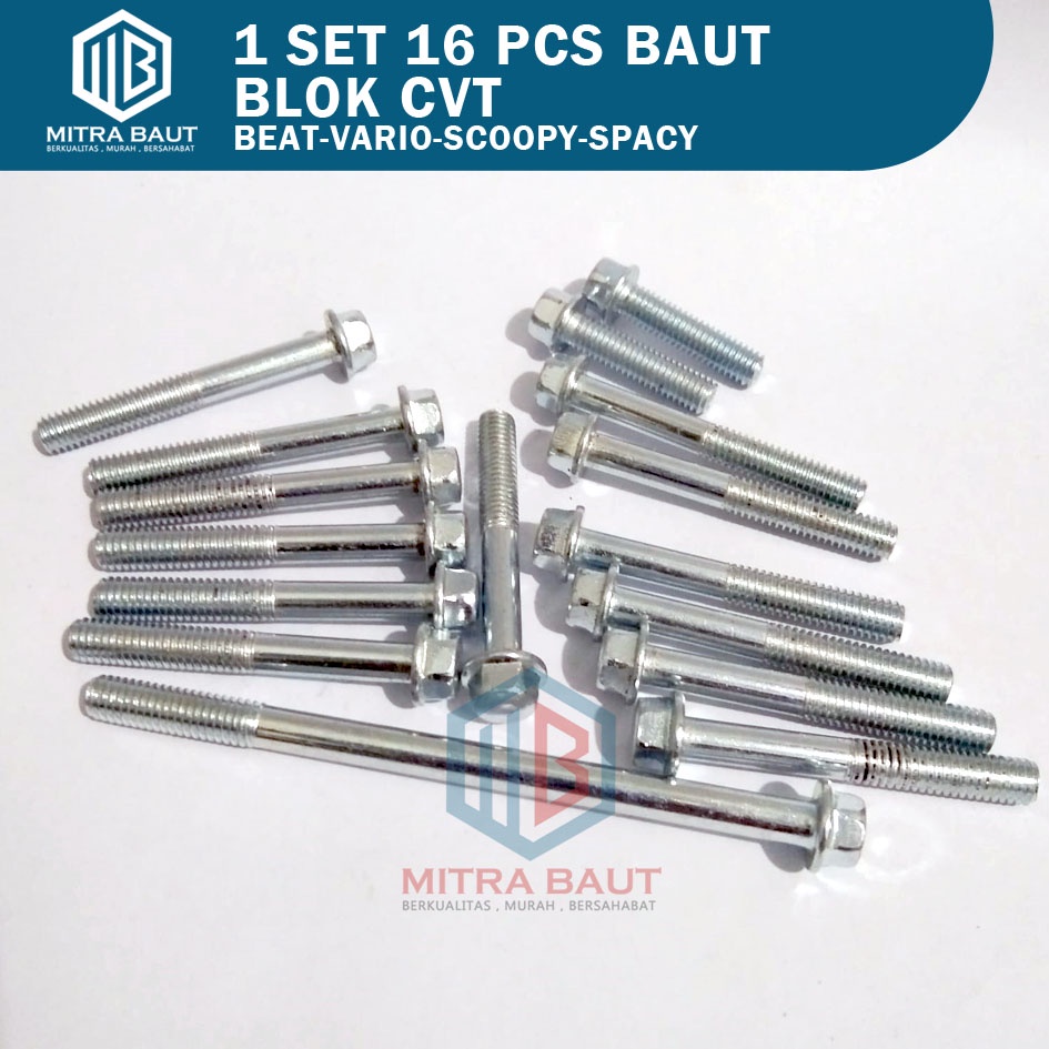 Jual [ 1 Set 16 Pcs Baut ] Baut Block Cvt Honda/Matic/Matik/Blok Cvt ...