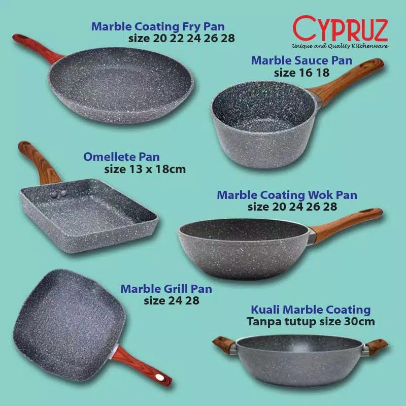 Jual CYPRUZ Fry Wok Fry Pan Kuali Panci Wajan Keramik Marble Sauce Pan | Shopee Indonesia