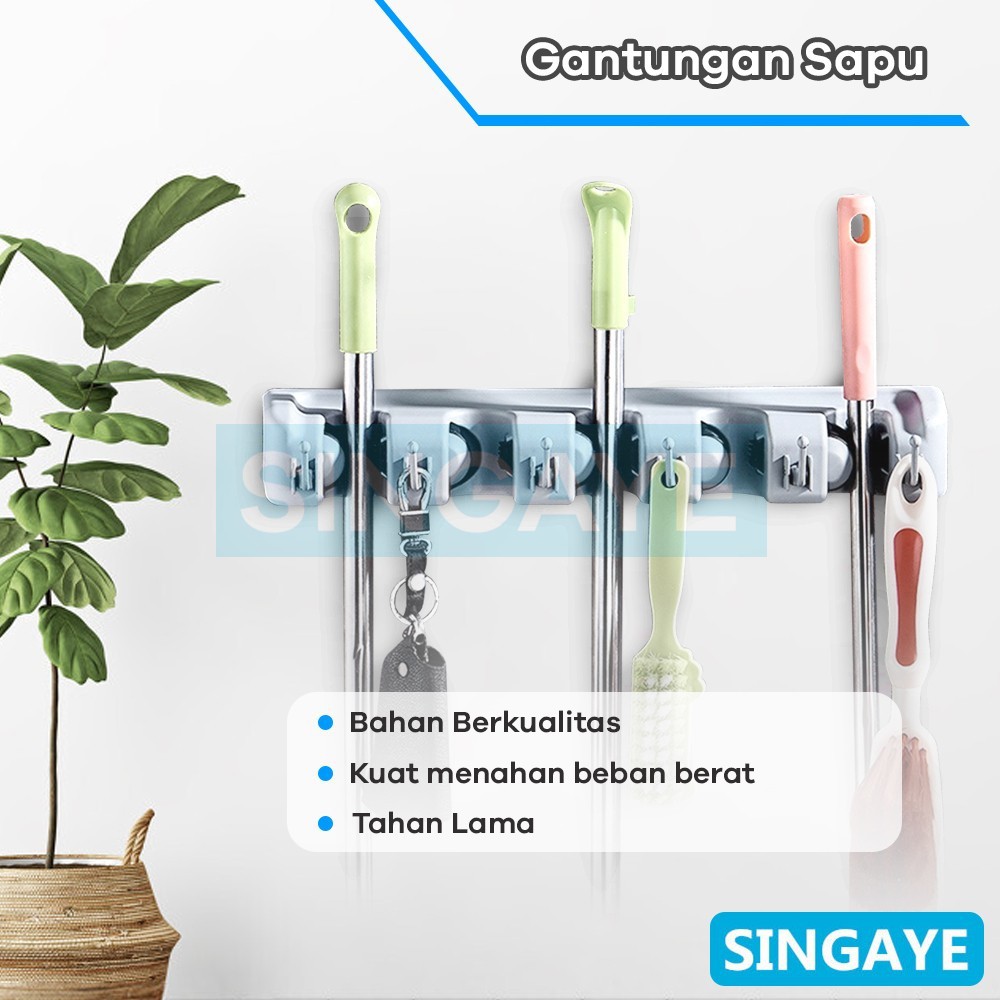 Jual Gantungan Sapu Dan Kain Pel 5 Slot - Magic Holder Broom And Mop ...