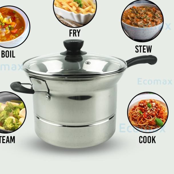 Jual Ecomax Panci Steam & Frying Cooking Pot HA-5130A Stainless Steel ...