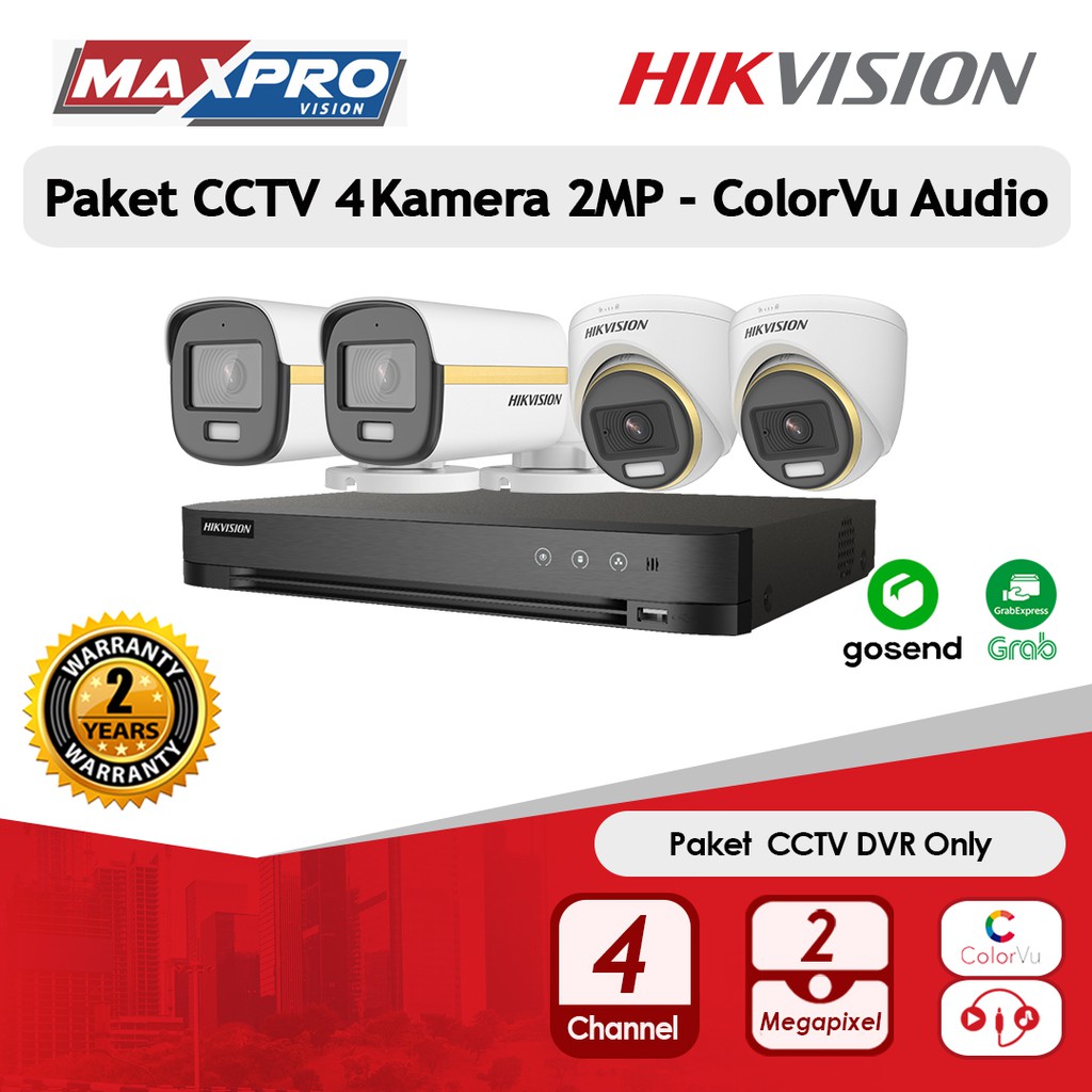 Jual PAKET CCTV 4 CAMERA 2MP COLORVU AUDIO HIKVISION - CCTV DVR ONLY ...