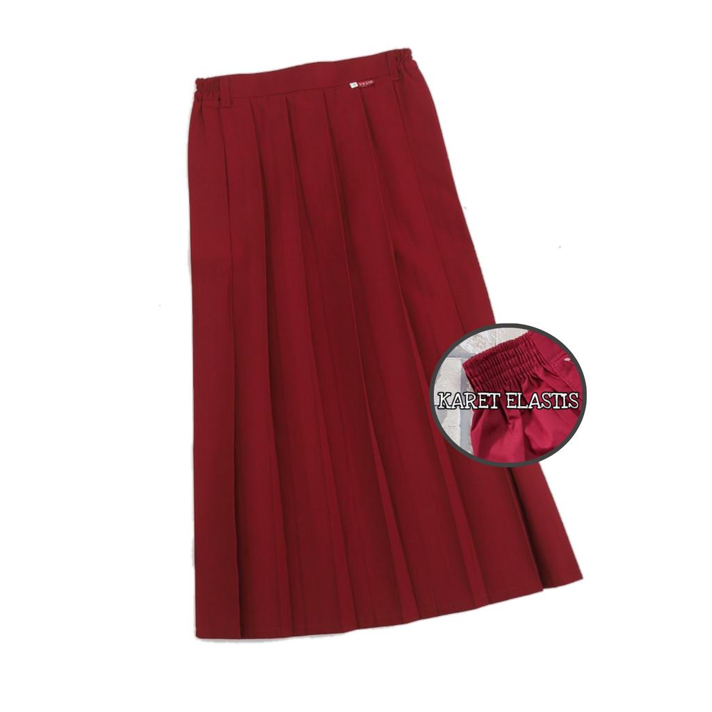 Jual Rok Anak Perempuan Merah SD Panjang Kelas 1-6 SD Rok Rempel Merah ...