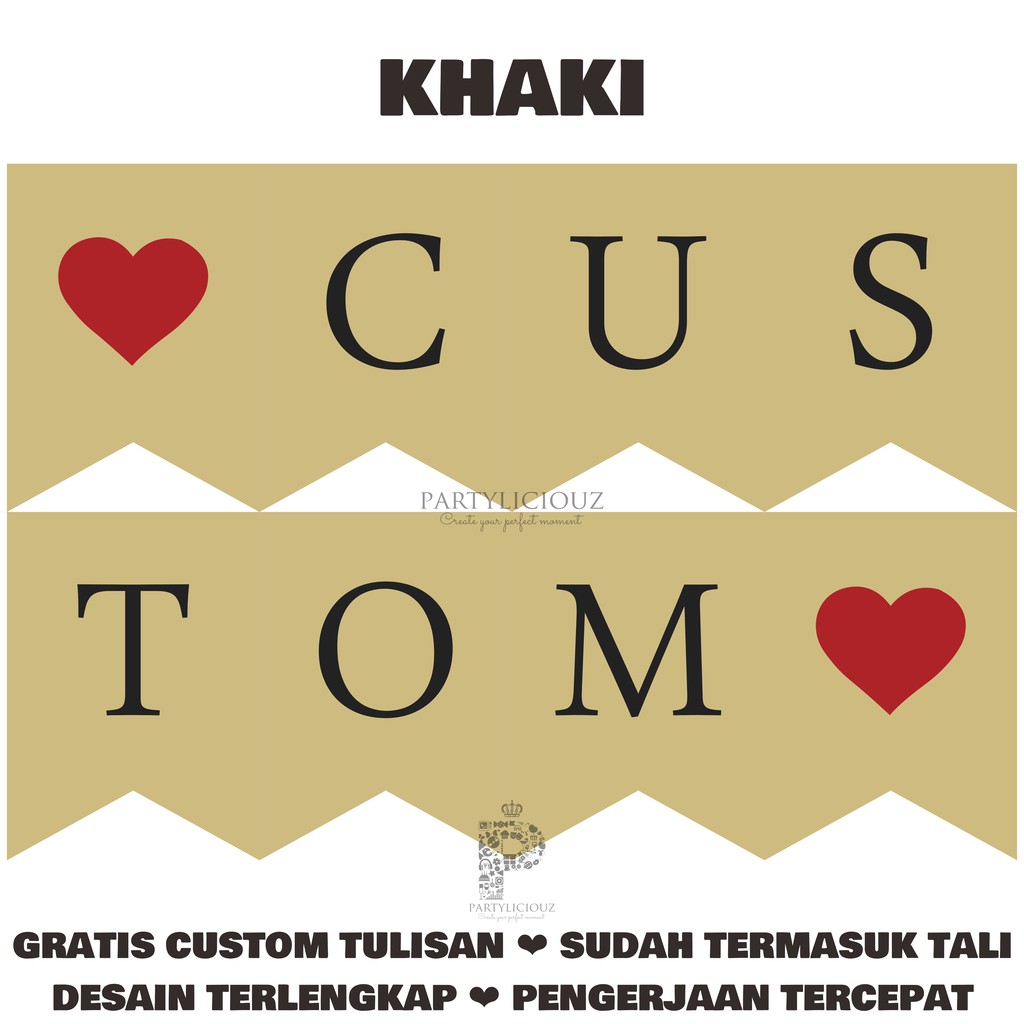 Jual Banner Flag / Bunting Flag Custom Khaki Bendera Dekorasi Pesta ...