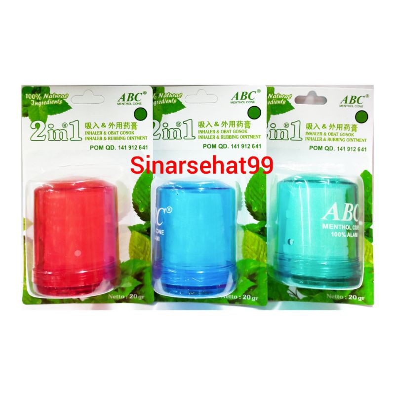 Jual menthol cone ABC 2 in 1 inheler dan obat gosok isi 20gram | Shopee ...