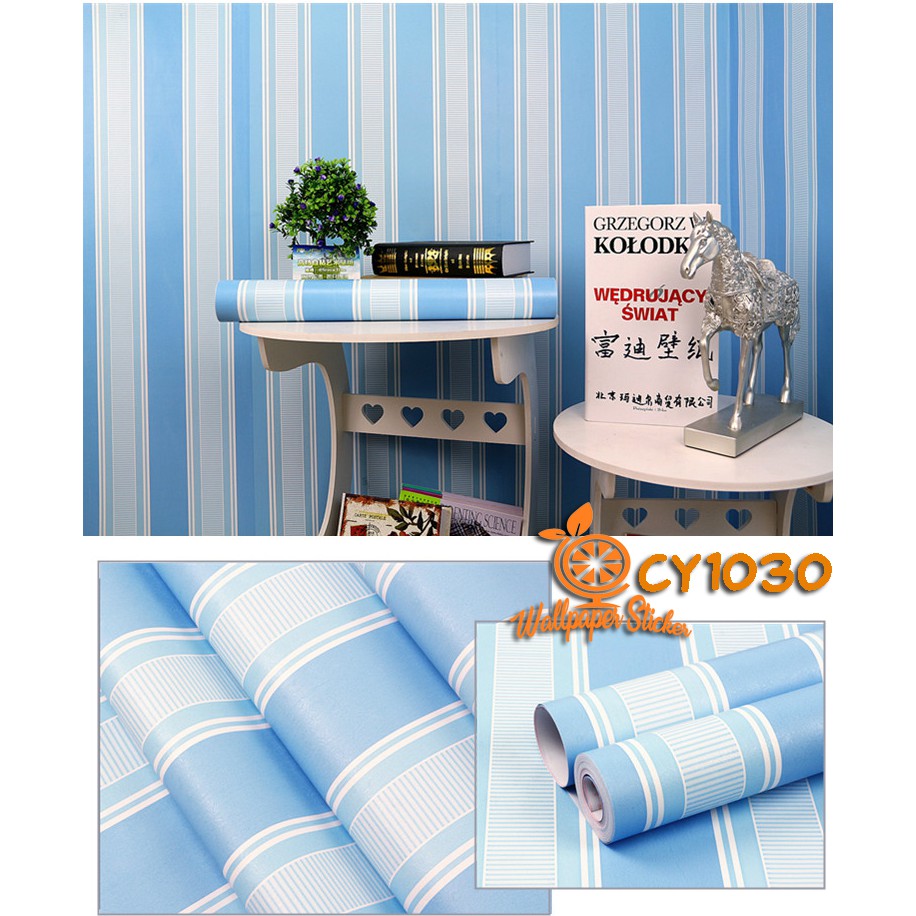 Jual Wallpaper Dinding Motif Salur Biru Wallstiker Hiasan Sticker Dinding Kode CY1030 HOME ...