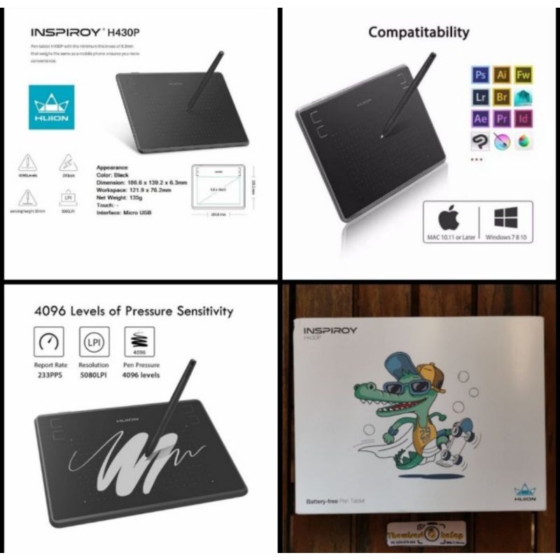 Jual Huion H430P Graphic Drawing Tablet Design Signature OSU Tablet ...