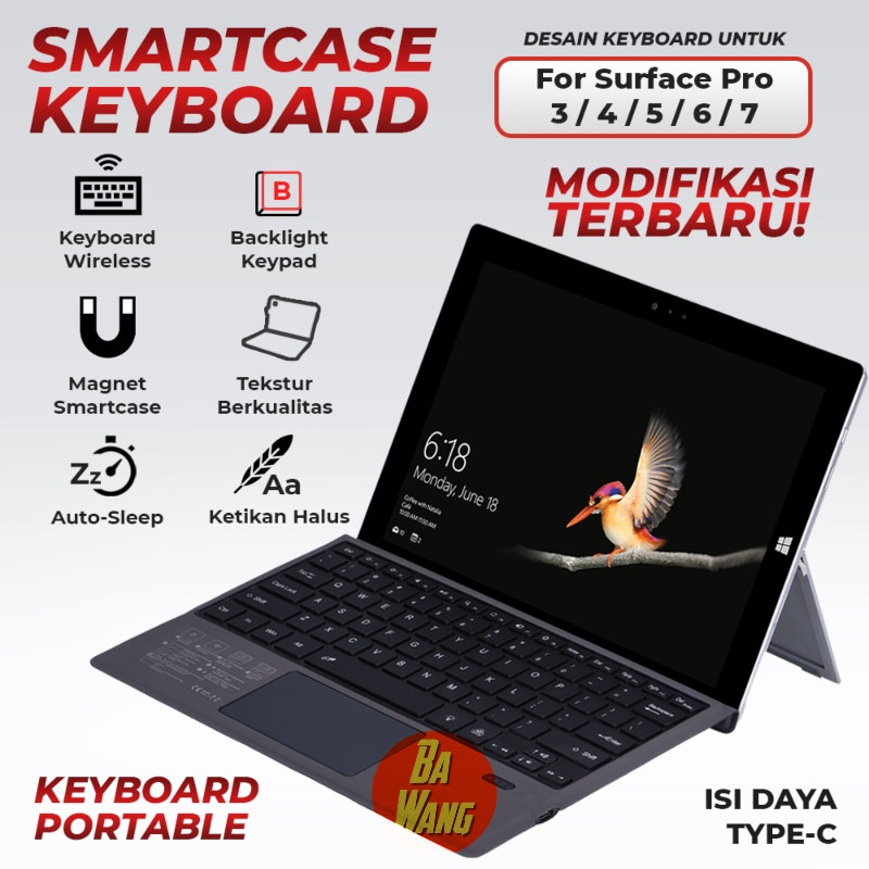 Jual SURFACE Pro 3 4 5 6 7 Keyboard Portable Smartcase Smart Cover Case ...