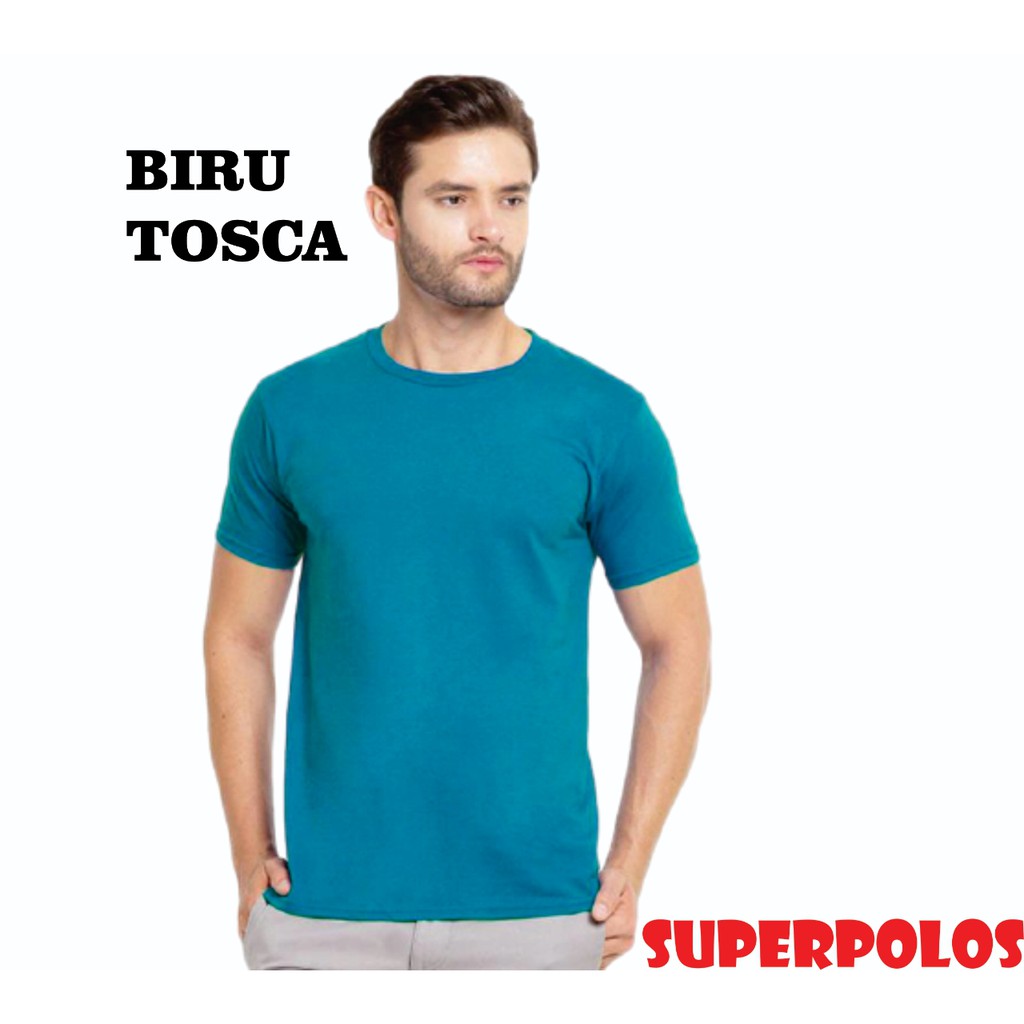 Jual BIRU TOSCA PENDEK DEWASA KAOS POLOS COMBED 30s KATUN PRIA & WANITA ...