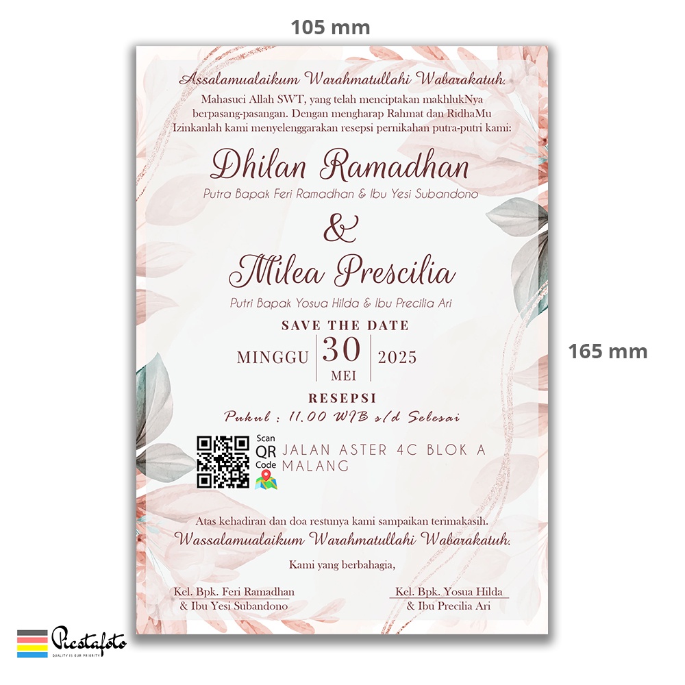 Jual Undangan Mini 1/4 Folio Model 1 lembar (Custom isi) | Shopee Indonesia