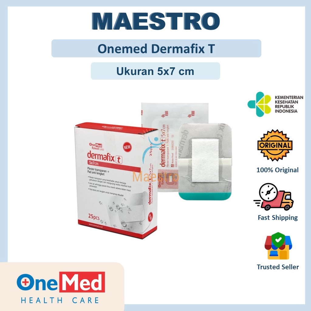 Jual OneMed Dermafix T 5x7 cm Plester Luka Transparan Anti Air 5x7cm ...