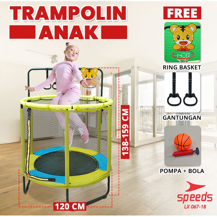 Jual SPEEDS Trampolin Anak 60inch Mainan Lompat Olahraga Anak Outdoor Trampoline Jump 067-18 ...