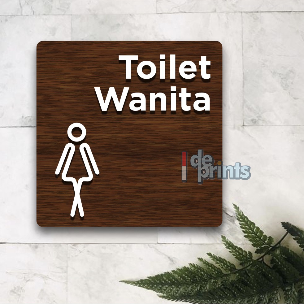 Jual Toilet Sign Wanita Kayu Kotak | Signage Toilet Wanita | Papan Kayu ...