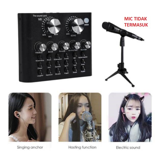 Jual Sound card V8s Mixer Audio USB External Plus Bluetooth Live ...