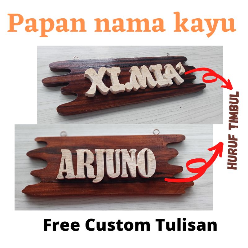 Jual Papan Nama Usaha Ukir Huruf Kayu Timbul Custom | Shopee Indonesia