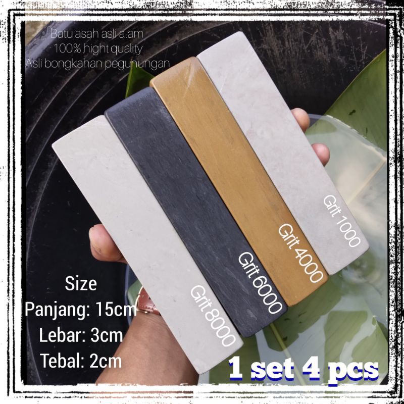 Jual Batu asahan alam 1 set isi 4 pcs size 15x3x2cm. Batu asahan pisau ...
