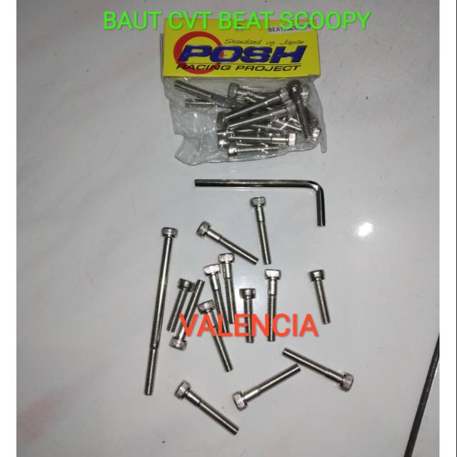 Jual Baut Cvt Chrome Baut Beat Chrome Baut Blok Mesin Japan Ready Kunci L Isi 14 Baut Cvt Beat ...