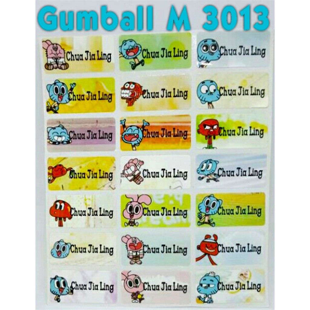 Jual Label nama sticker waterproof Gumball | Shopee Indonesia