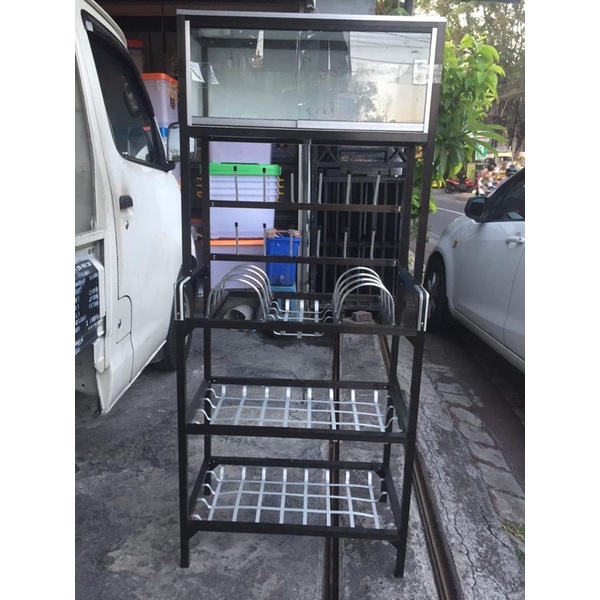Jual Rak Piring Aluminium Susun 3 Box Kaca Aluminium | Shopee Indonesia