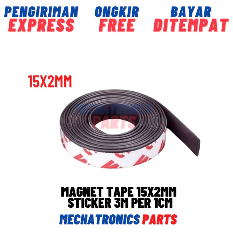 Jual Magnet Tape 15x2mm Sticker 3M Per 1cm Lebar 15mm Tebal 2mm Strip ...