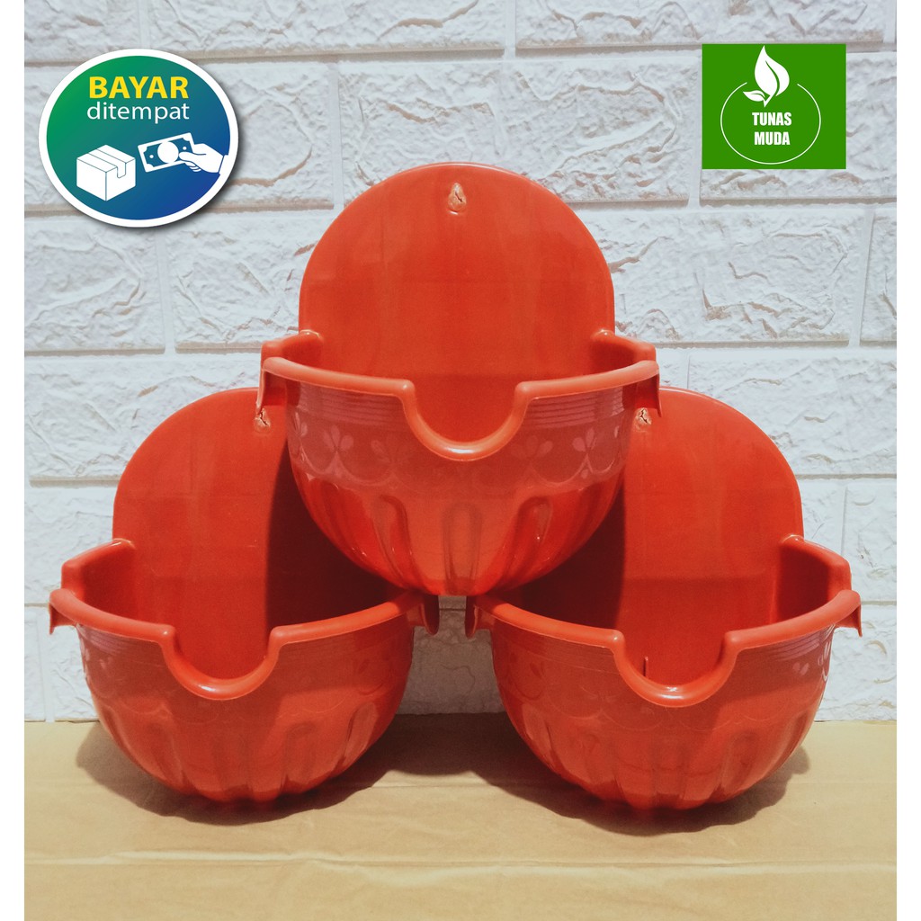 Jual PAKET 3PCS POT BUNGA DINDING TEMPEL TEMBOK MOTIF /POT DINDING ...