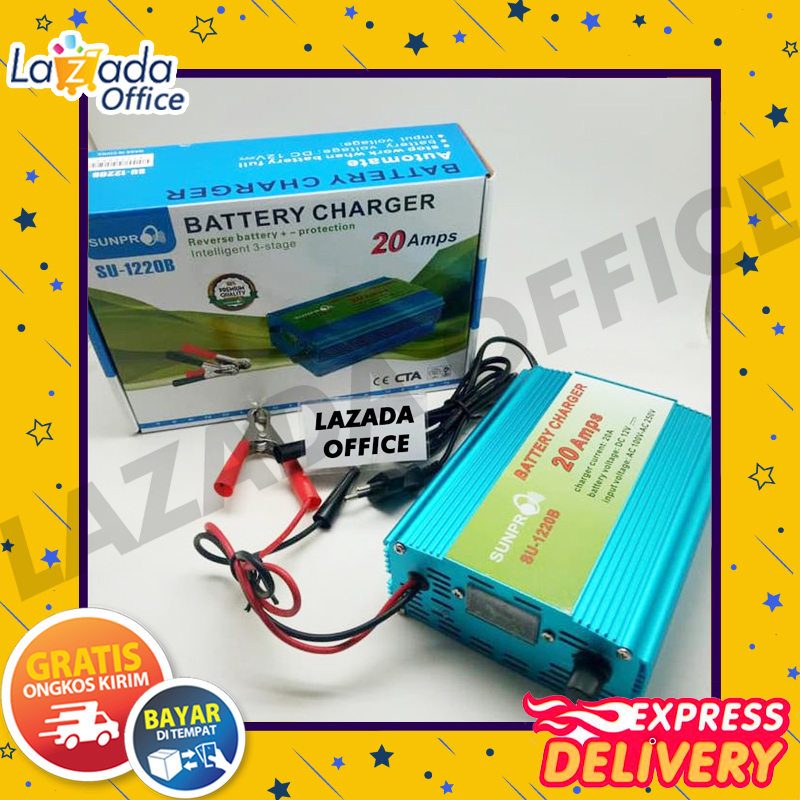 Jual HID // CHARGER AKI SUNPRO SU-1220B BATTERY CHARGER 20 AMPS DC12V 20A | Shopee Indonesia