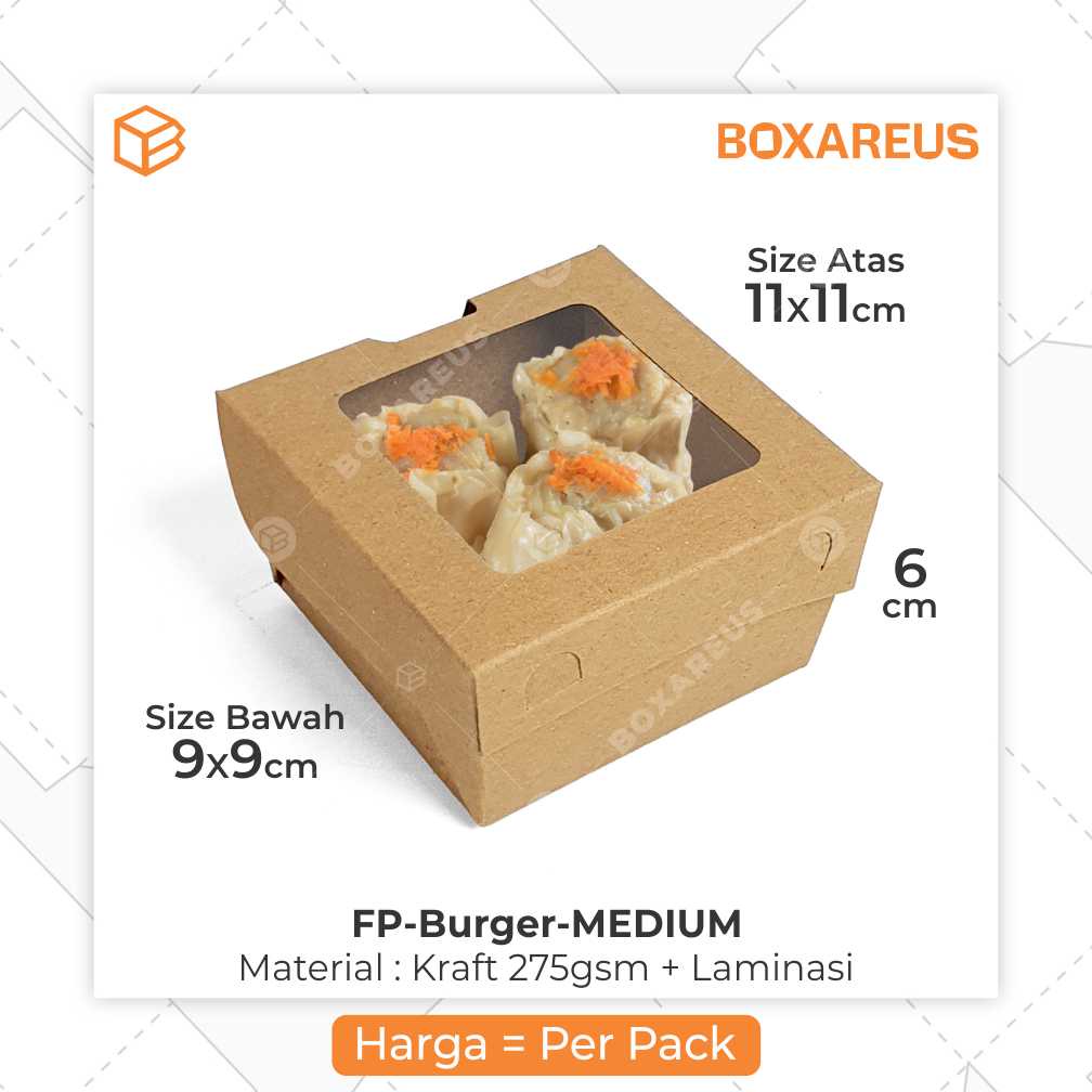 Jual Box Dimsum Snack Box Burger Kotak Dus Makanan Takoyaki | FP Burger ...
