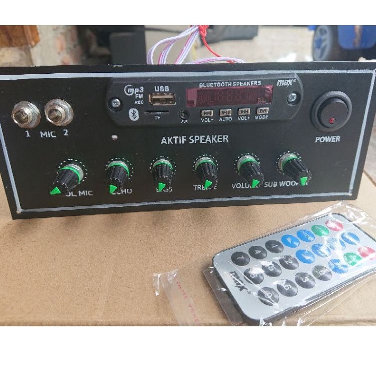 Jual rangkaian speaker aktif mono 150 watt plus echo, filter subwoofer dan MP3 Bluetooth ...