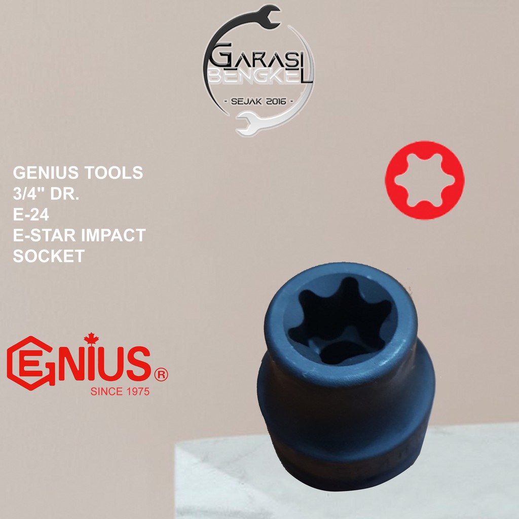 Jual Genius Tools 3/4" Impact Star Socket E-24 Shock Bintang E24 ...