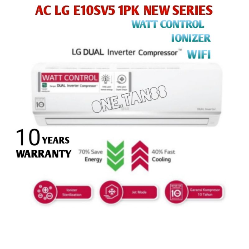 Jual AC SPLIT LG E10SV5 1PK DUAL INVERTER-WATT CONTROL-IONIZER+PASANG ...