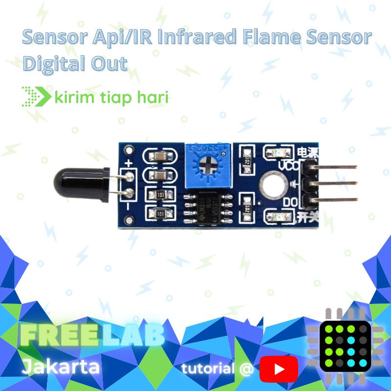 Jual Sensor Api / IR Infrared Flame Sensor dengan Output Analog dan ...