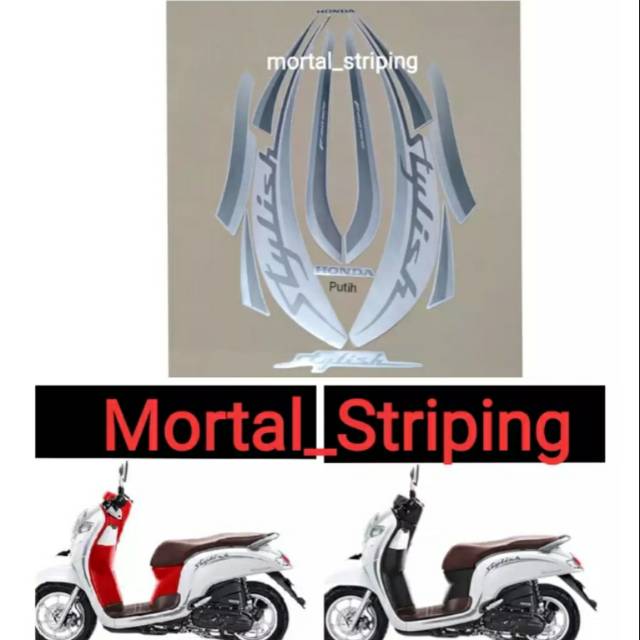 Jual STICKER FULL SET STRIPING LIST BODY SCOOPY FI NEW 2019 WARNA PUTIH ...