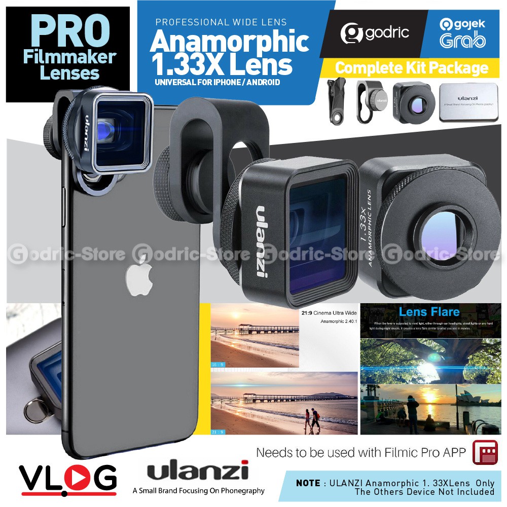 Jual ULANZI 1.33x Anamorphic Lens 4K Flare Lensa Wide 17mm for ...