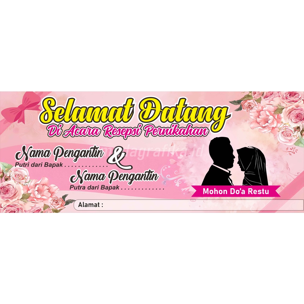 Jual Spanduk Resepsi Pernikahan/Ucapan Selamat Datang/Spanduk Wedding/Uk. 2x1 m | Shopee Indonesia