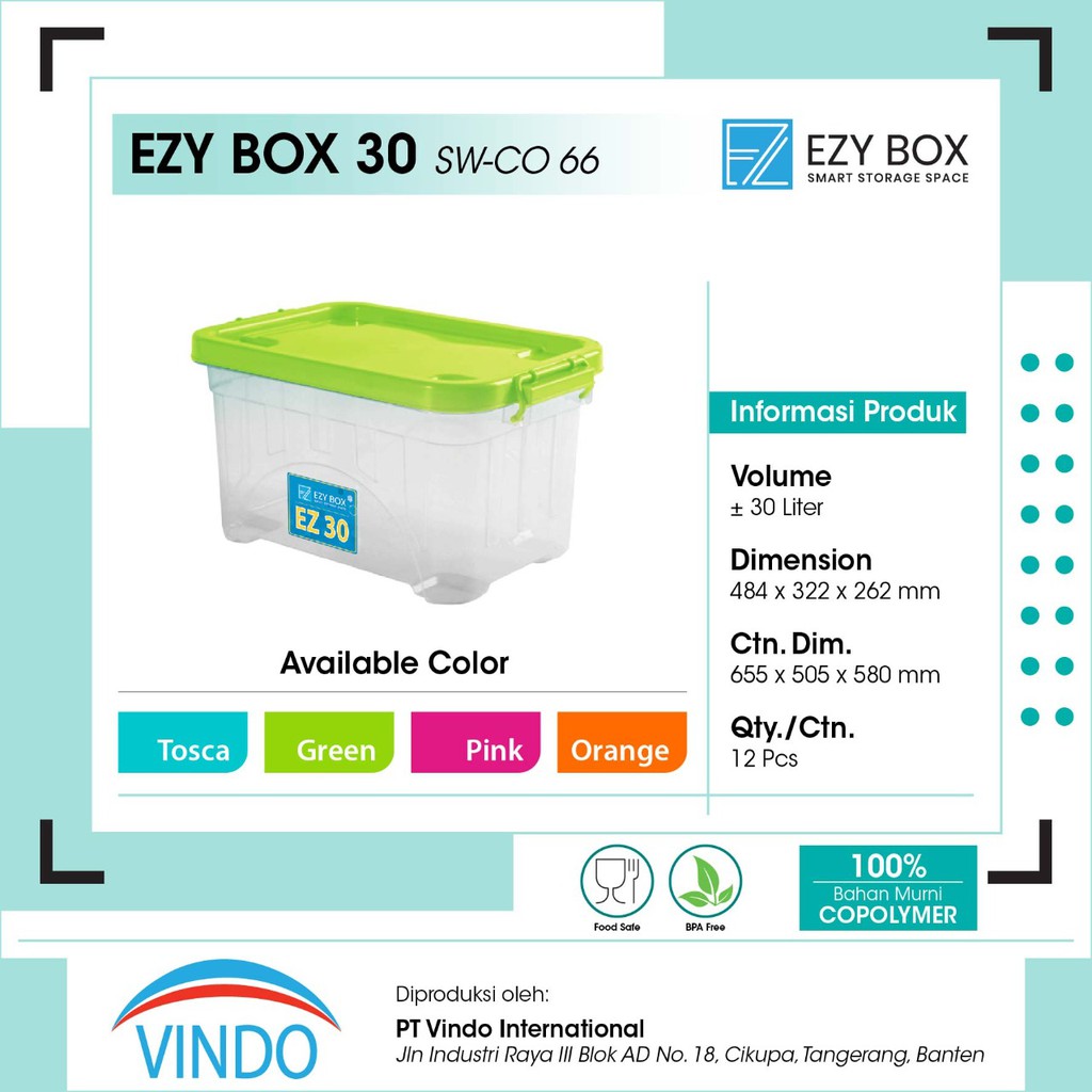 Jual Ezy Box Container Box Plastik 30 Liter 45 ltr Kotak Penyimpanan KONTAINER BOX SERBAGUNA EZY ...