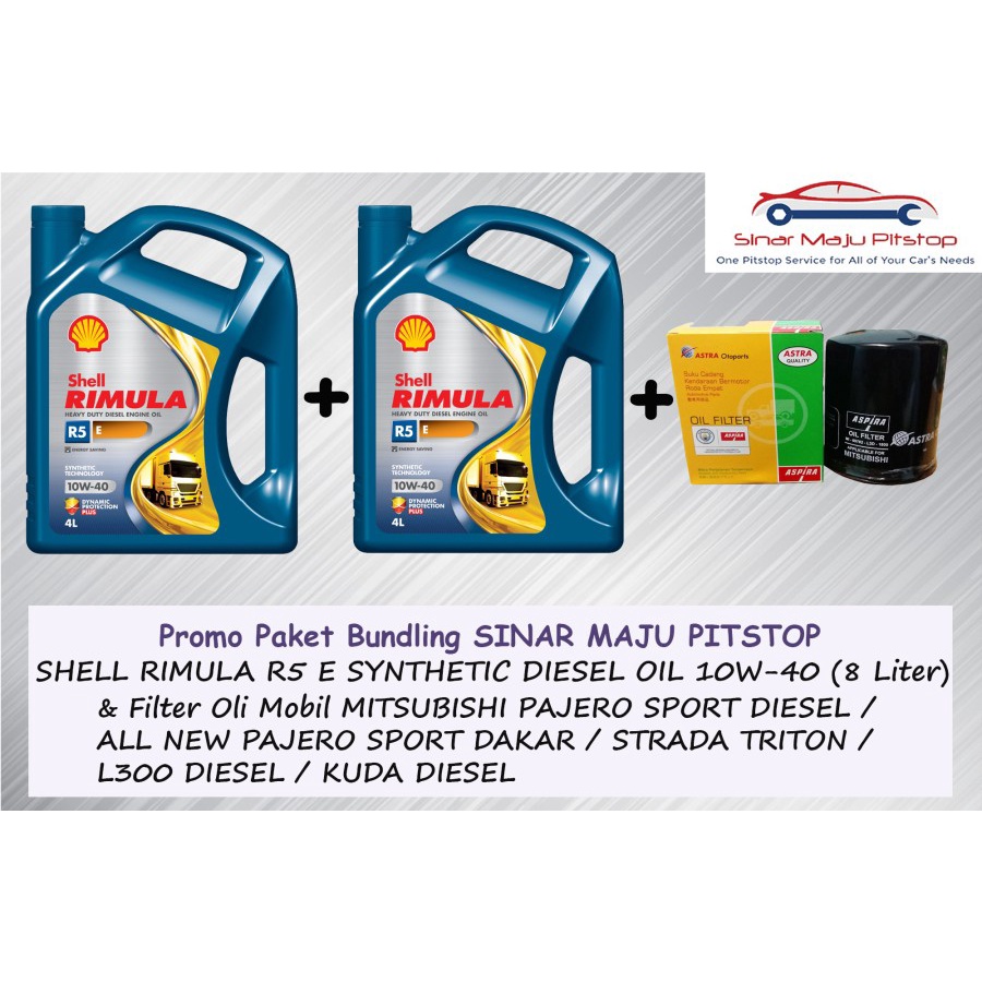 Jual Paket Oli 8 Liter SHELL RIMULA R5 E 10W-40 & Filter MITSUBISHI ...