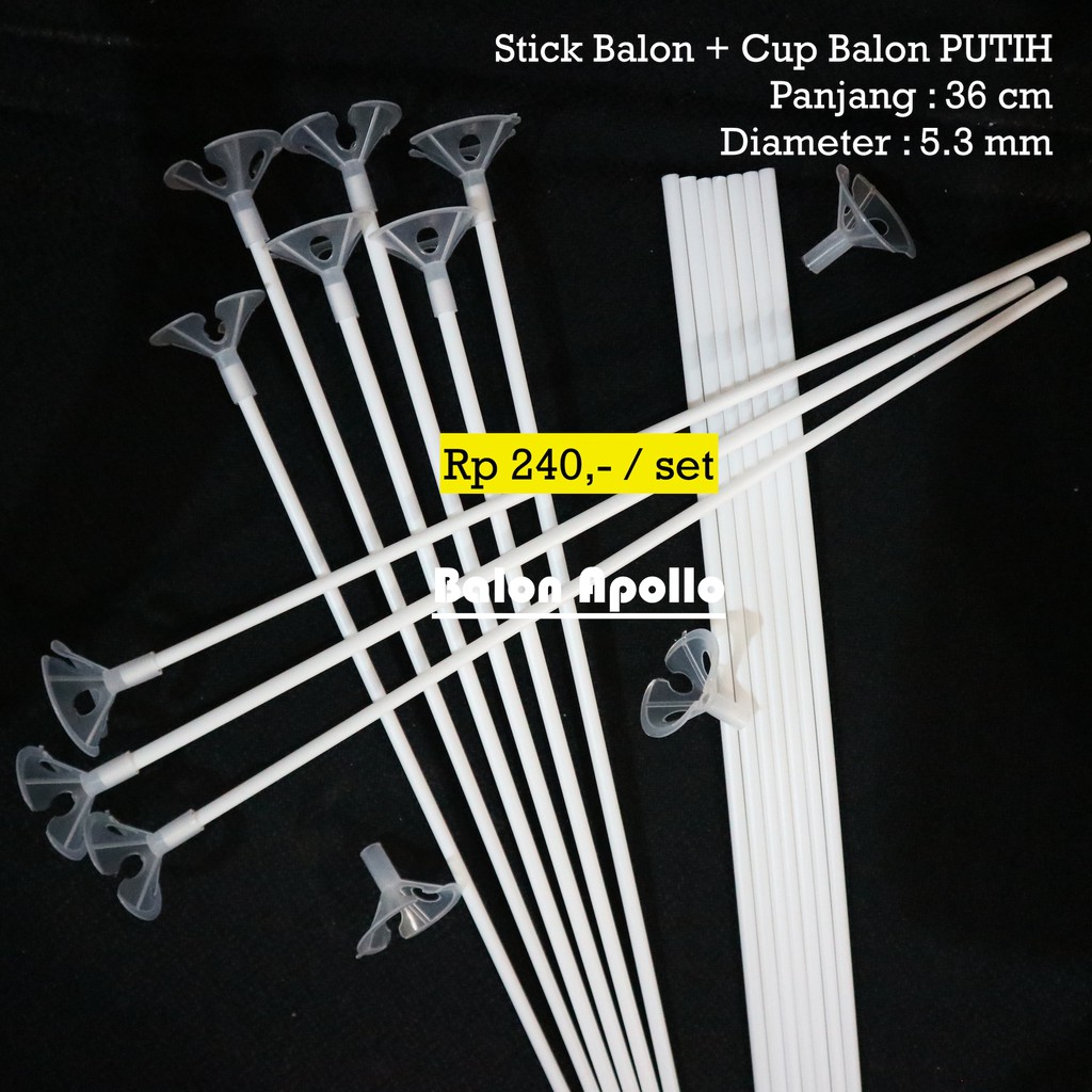 Jual Stik Balon + Cup Balon WARNA PUTIH (ISI 100 SET) | Shopee Indonesia