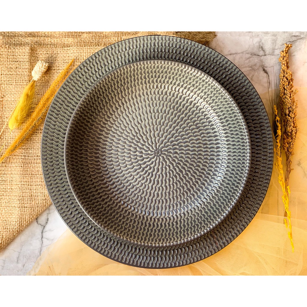 Jual Set Piring Hitam (GRATIS DINING MAT DAN 3 JENIS BUNGA KERING ...